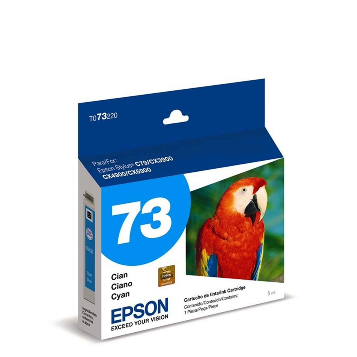 Front | CARTUCHO DE TINTA EPSON T073220 T073 73N | CIANO T30 T33 TX300F T20 | ORIGINAL 5ML