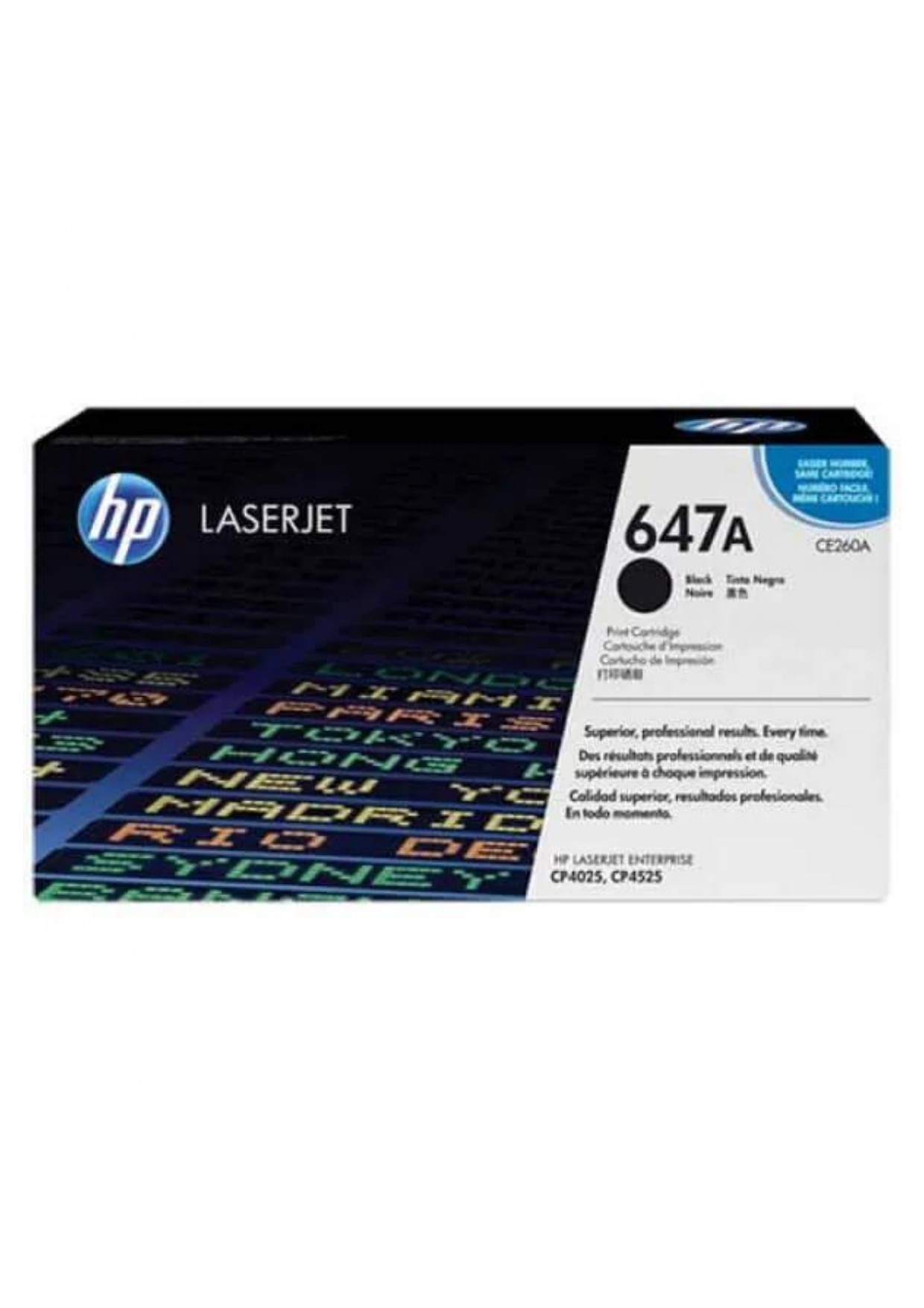 Front | TONER HP ORIGINAL CM4540 PRETO CE260AZ - HP 647AZ